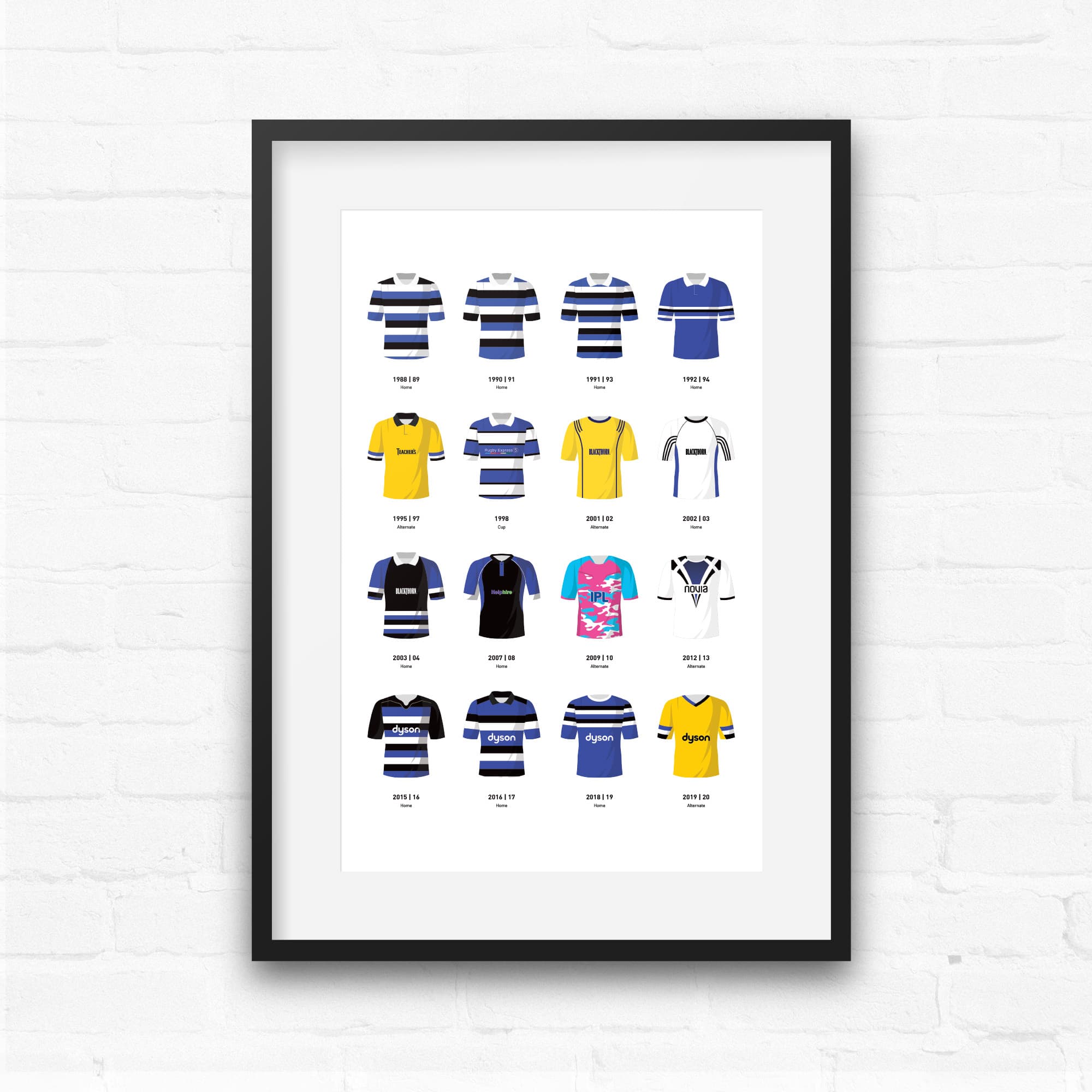 Bath Classic Kits Rugby Union Team Print Gift
