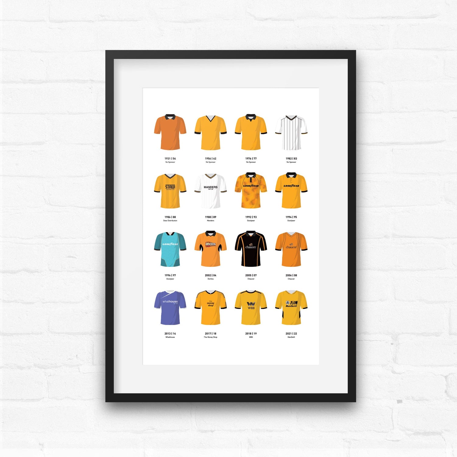 Wolves Classic Kits Football Team Print Gift