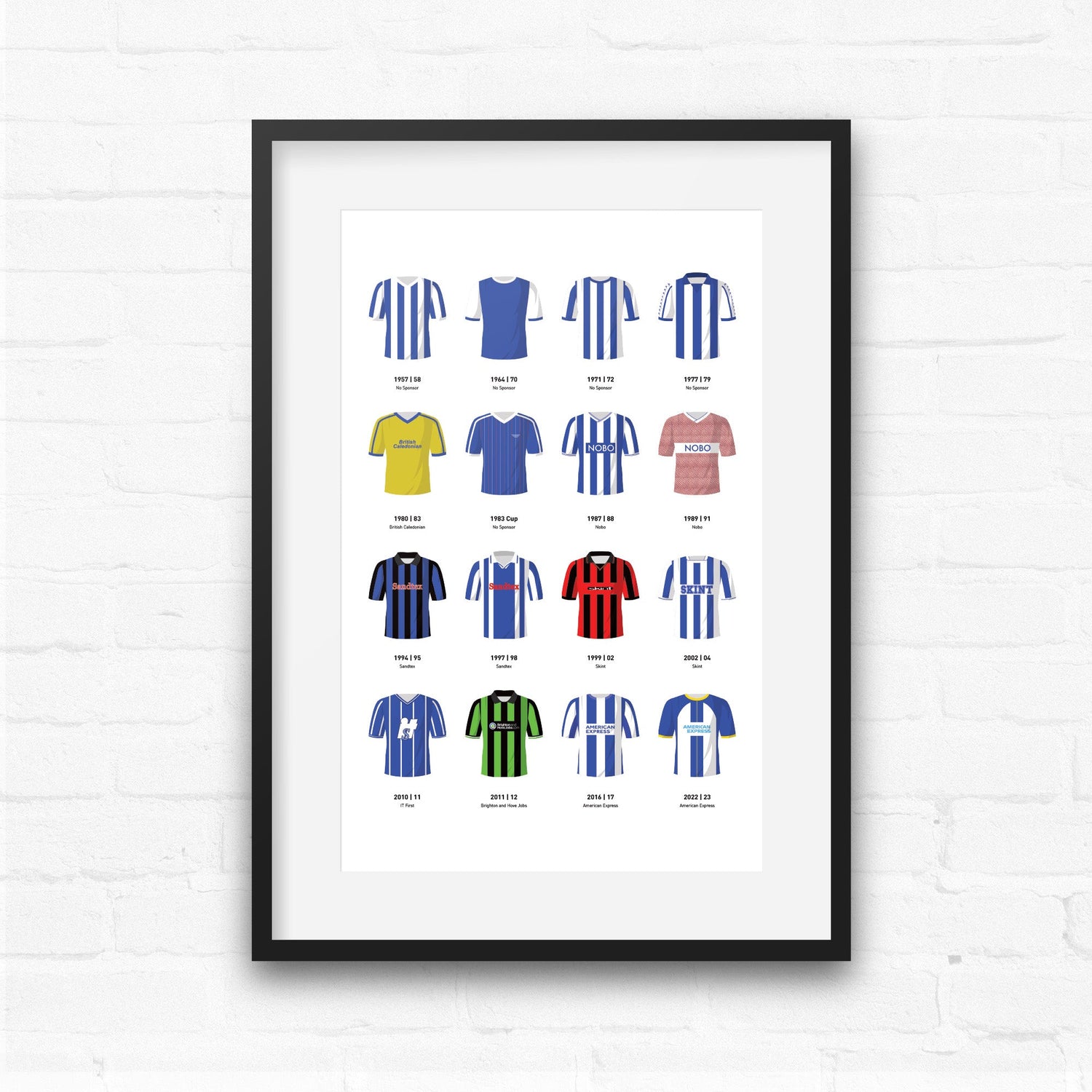 Brighton Classic Kits Football Team Print Gift