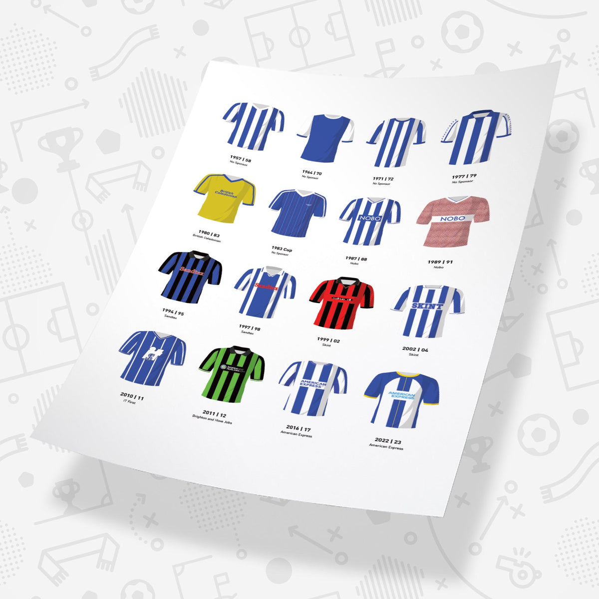 Brighton Classic Kits Football Team Print Gift