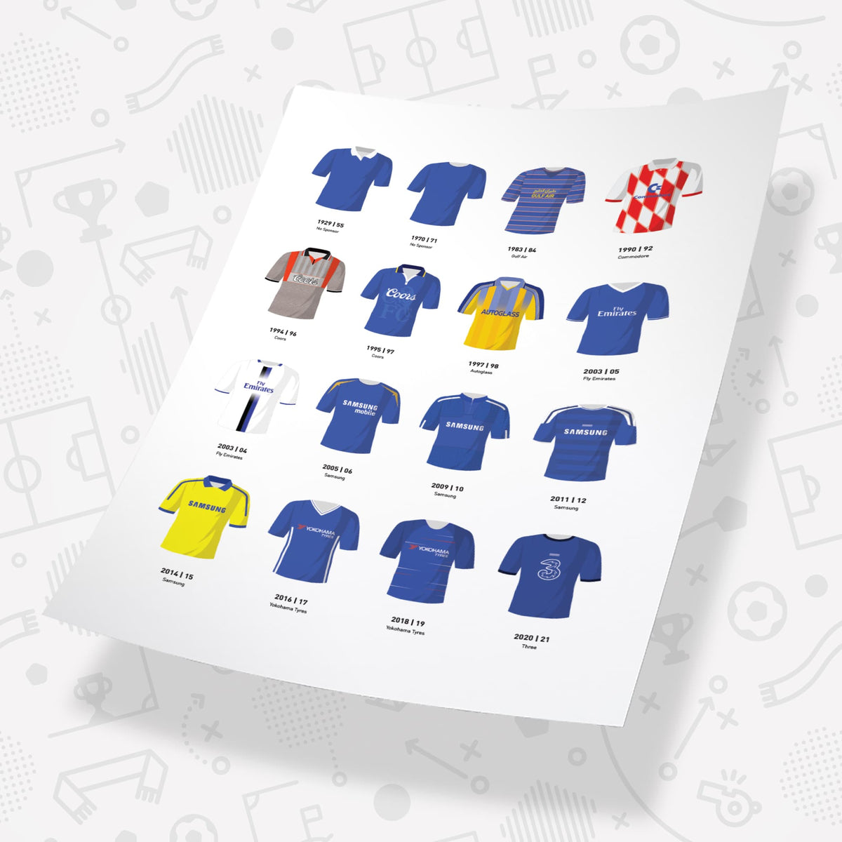 Chelsea Classic Kits Football Team Print Gift
