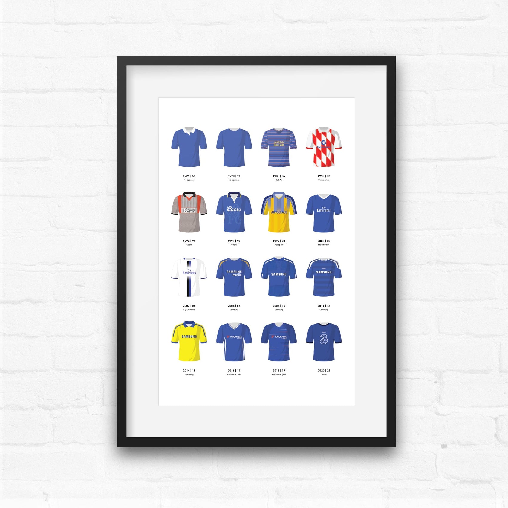 Chelsea Classic Kits Football Team Print Gift