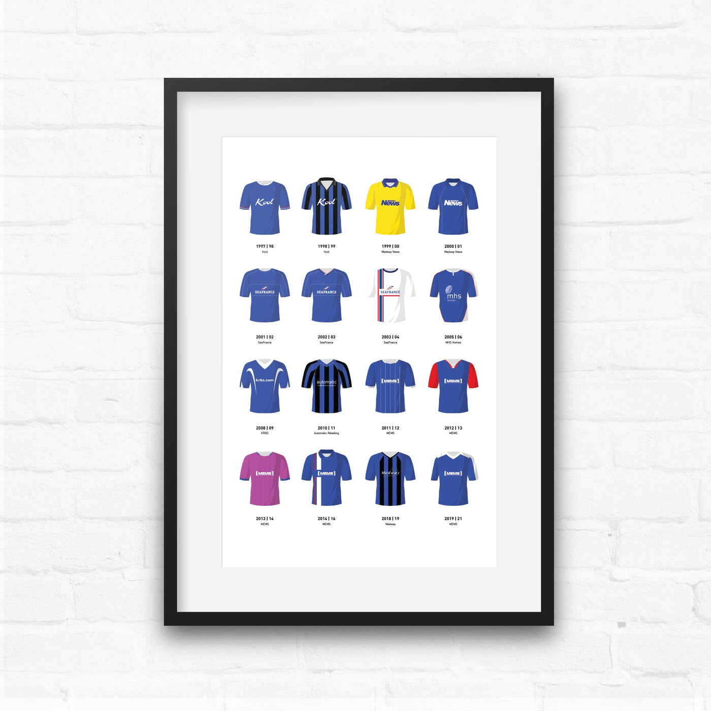 Gillingham Classic Kits Football Team Print Gift