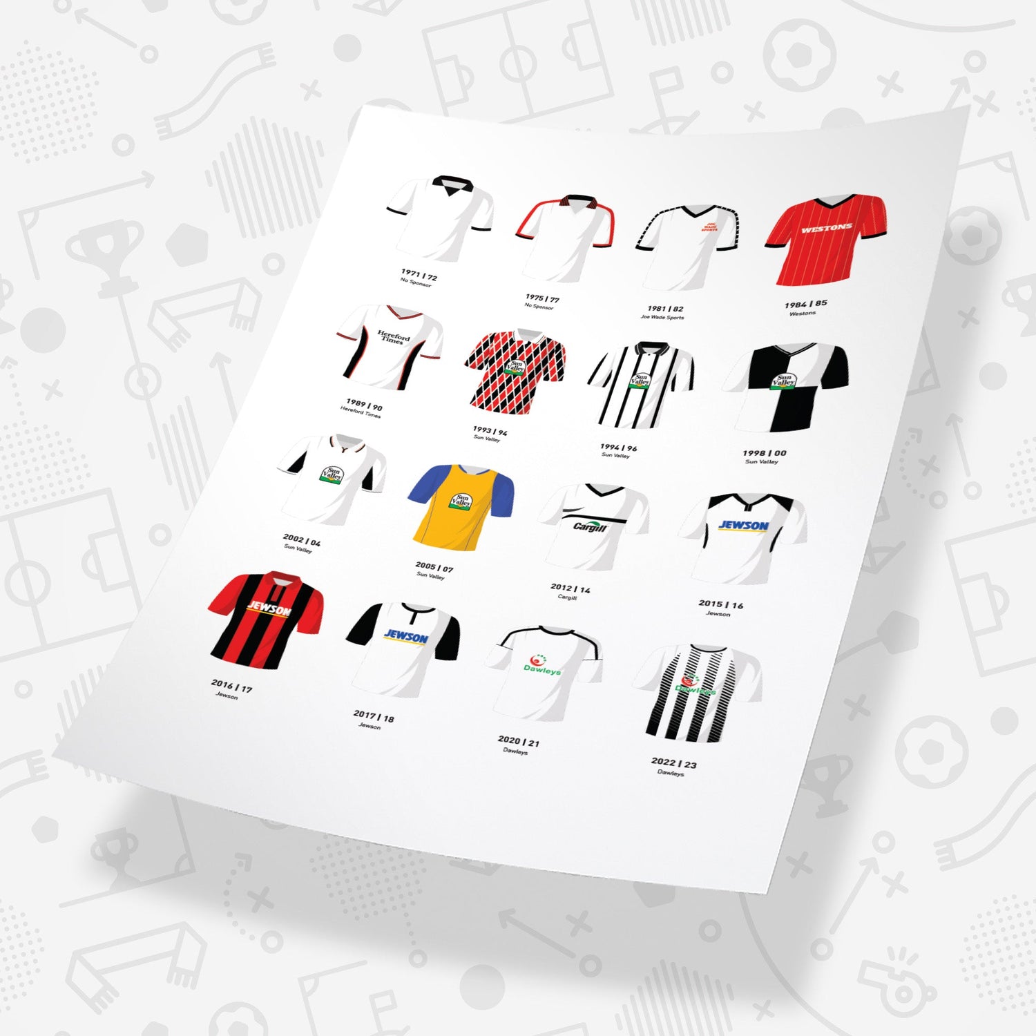 Hereford Classic Kits Football Team Print Gift